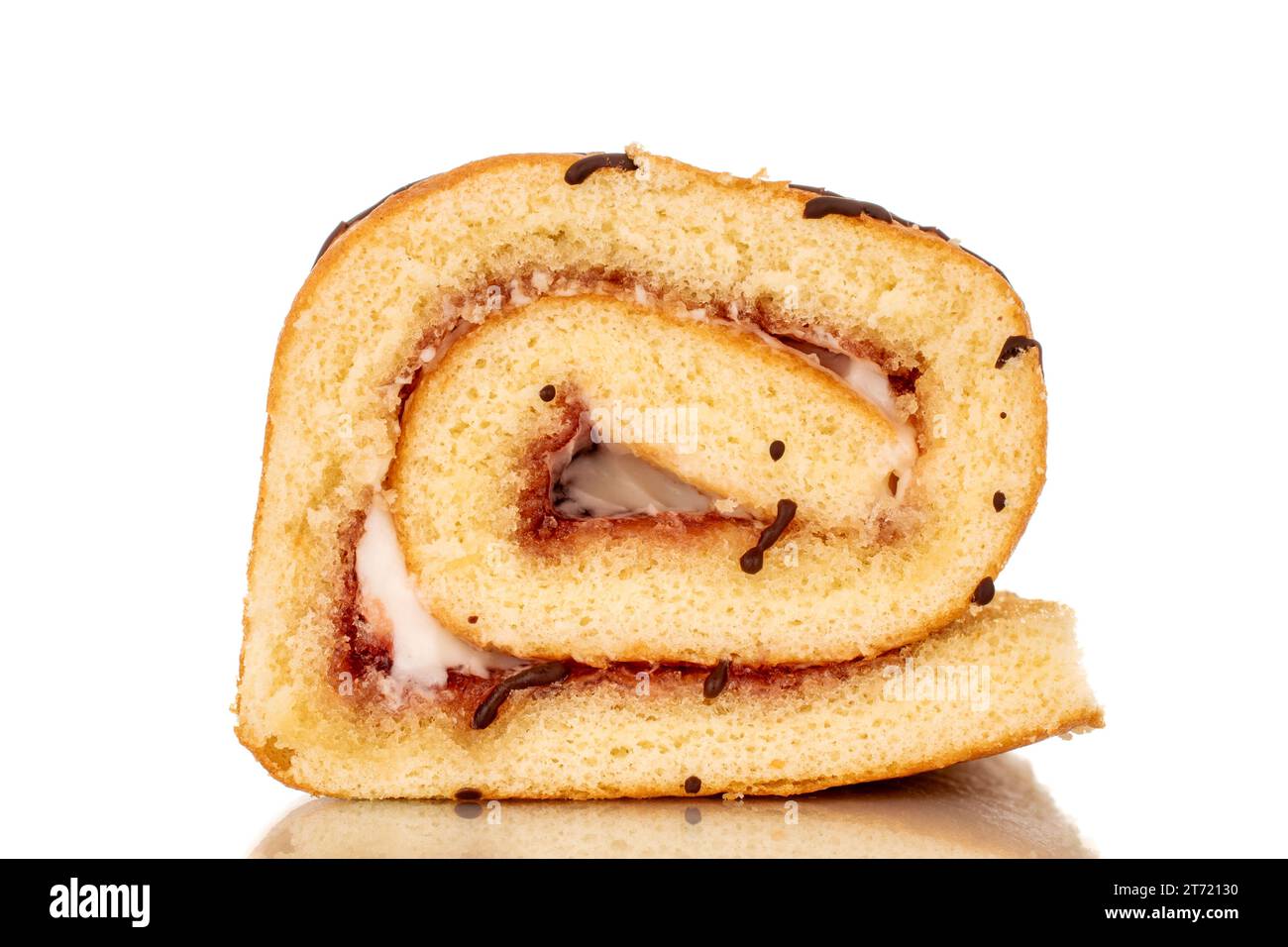 One sweet cherry roll, macro, isolated on white background Stock Photo ...