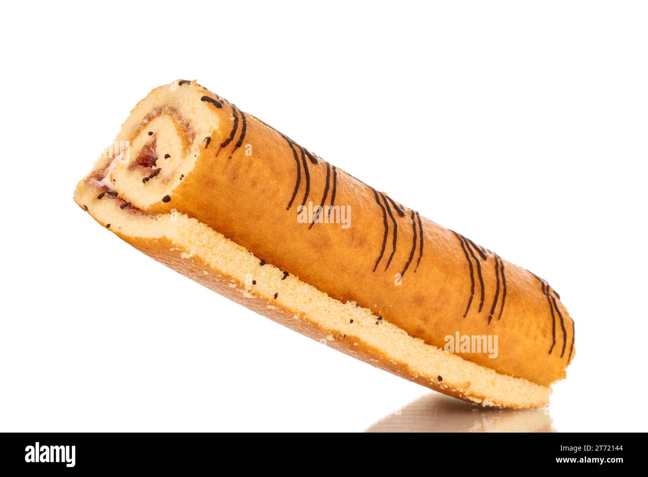One sweet cherry roll, macro, isolated on white background Stock Photo ...