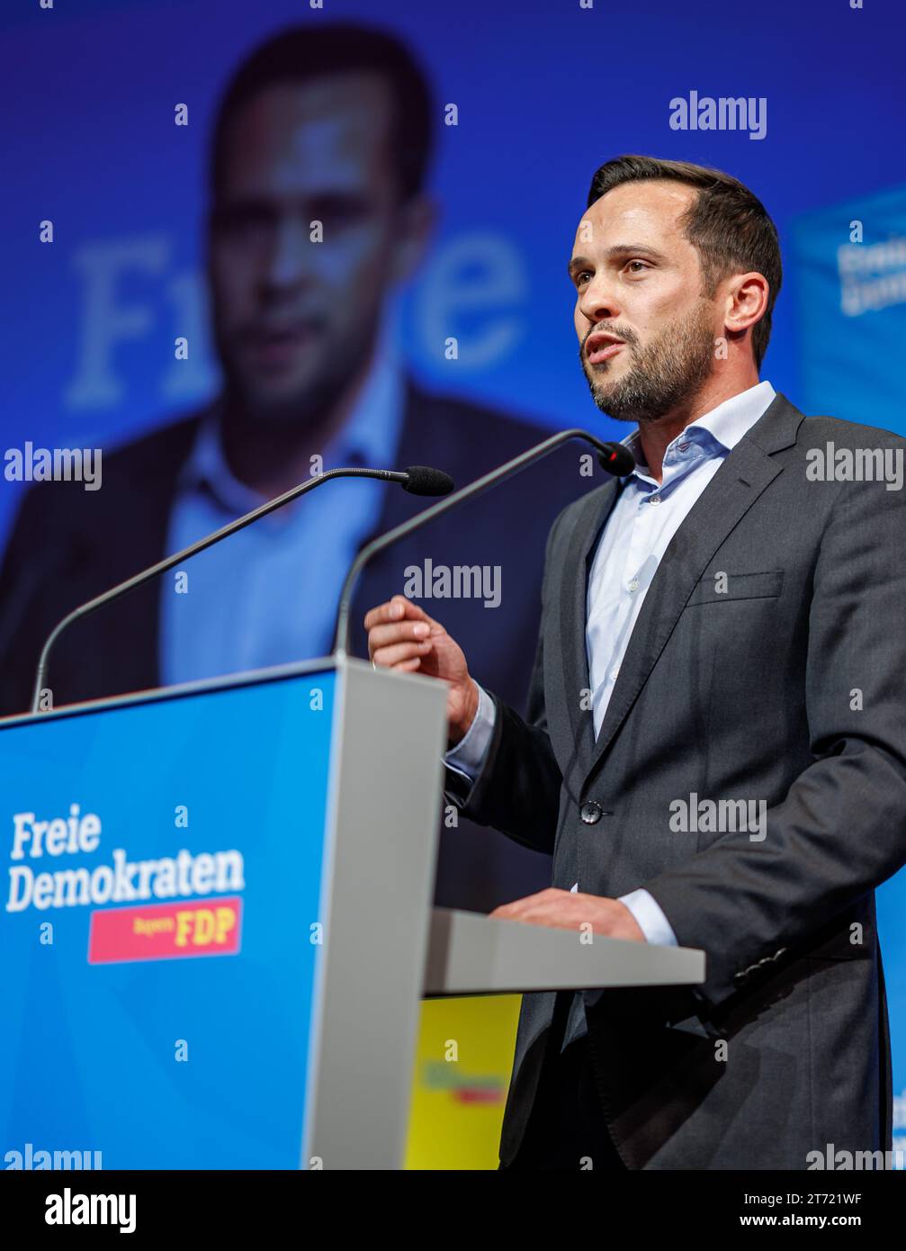Amberg, Germany. 11th Nov, 2023. Martin Hagen, state executive and ...