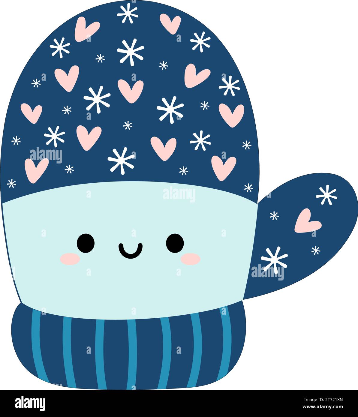 Cute Christmas mitten. Xmas Decoration in cartoon style. Winter holiday ...