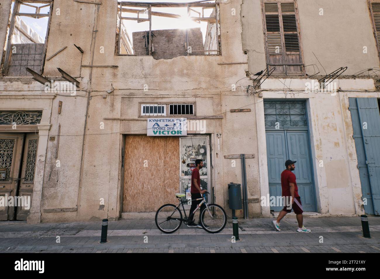 Derelict buildings in downtown Larnaca, Cyprus Stock Photo - Alamy