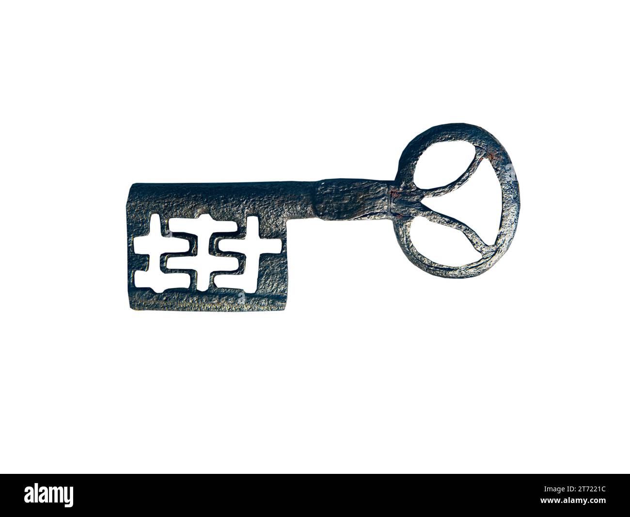 Old metal keys of the 14th century isolated on white background Stock ...