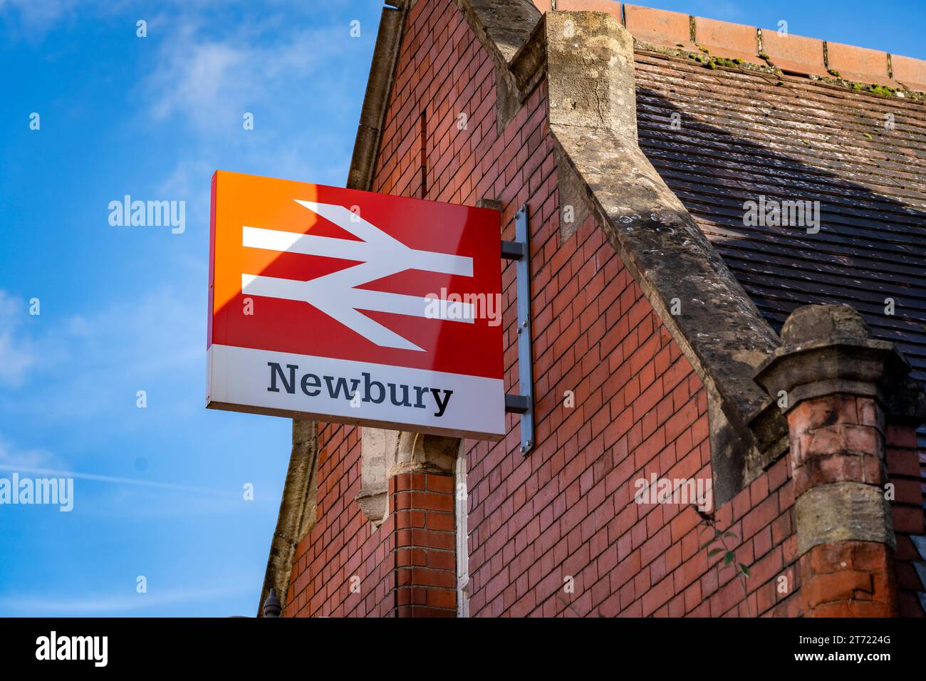 Newbury Train Station Sign Close Up Landscape Stock Photo - Alamy