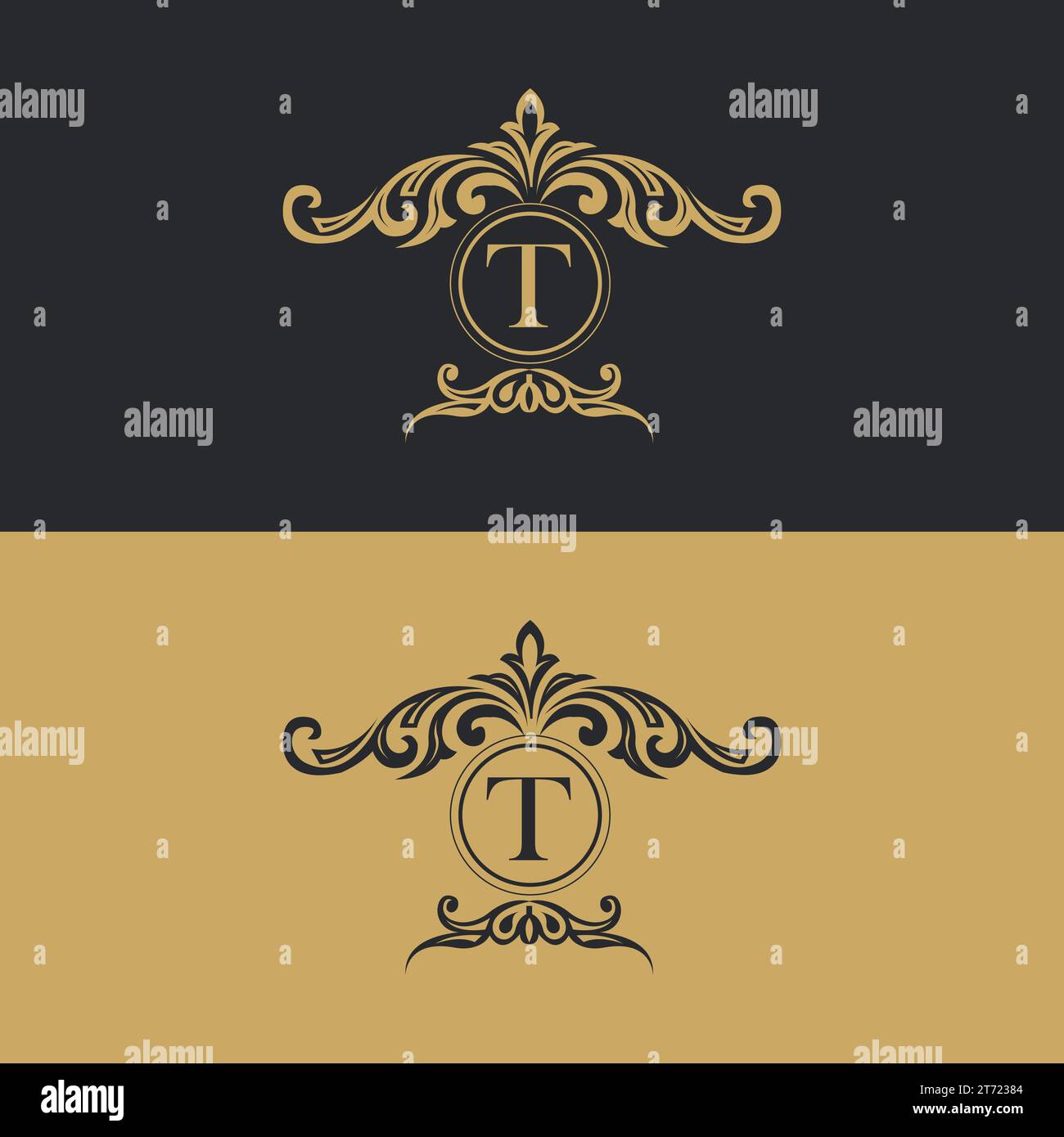 luxury ornamental letter T logo design for premium branding Stock ...