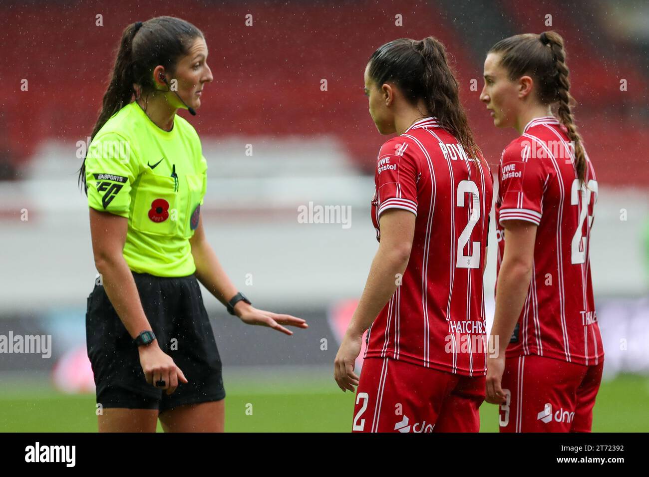 Bristol, UK. 12 November 2023. Melissa Burgin (referee) during the WSL ...