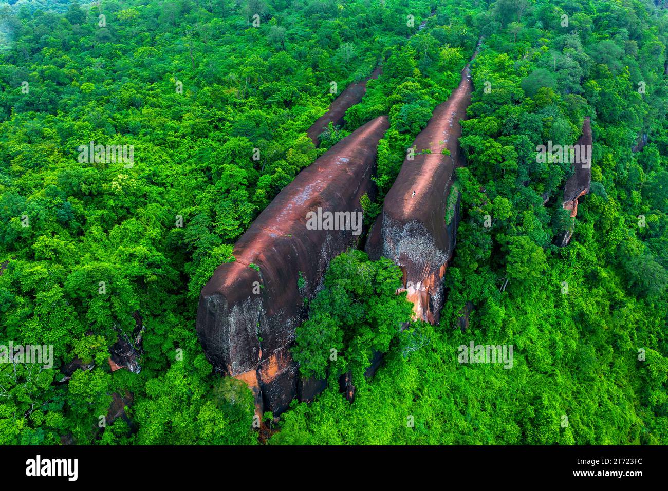 3 Whale Rock. Aerial view of Three whale stones in Phu Sing National ...
