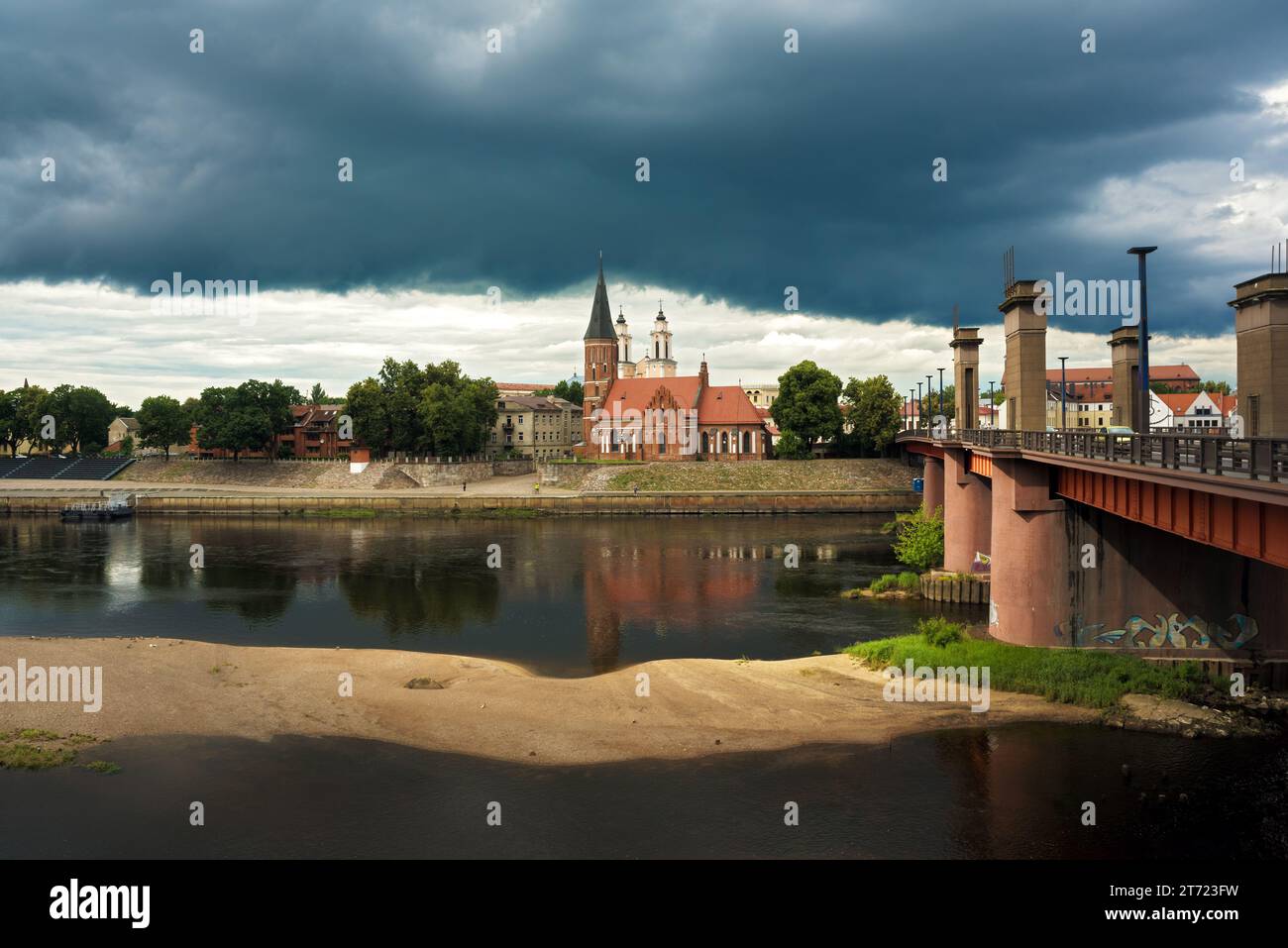 Kaunas view featuring Church of Vytautas the Great over the river Stock ...
