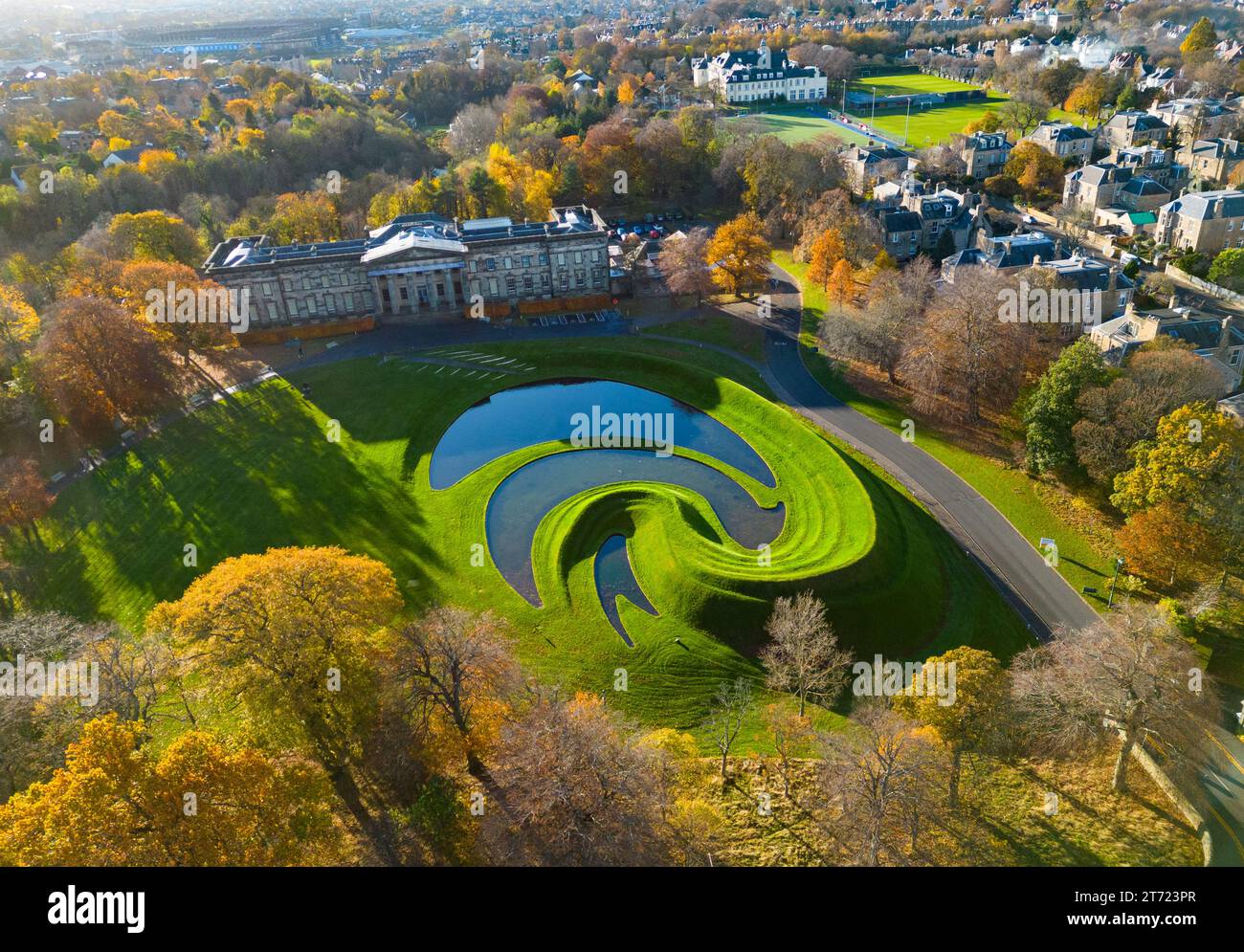 Aerial view in autumn of National Galleries of Scotland Modern One and ...
