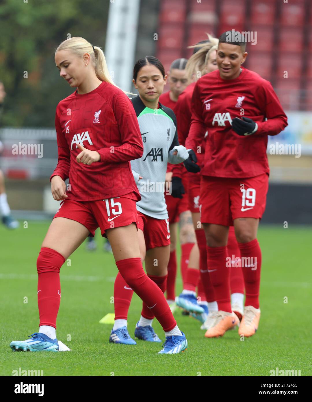 Sofie Lundgaard of Liverpool Women during the pre-match warm-up during ...