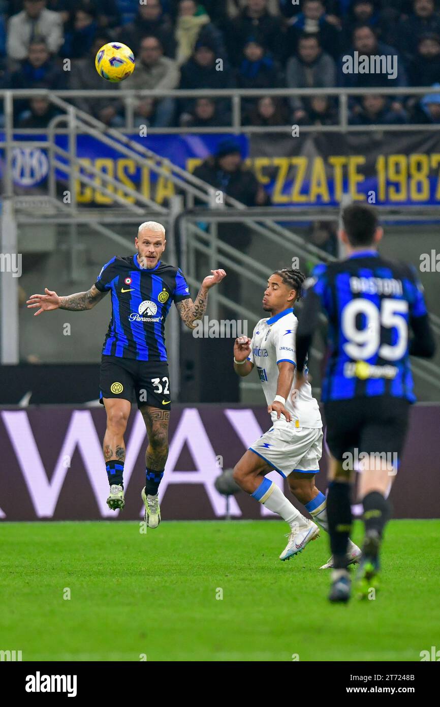 Milano, Italy. 12th Nov, 2023. Federico Dimarco (32) of Inter seen during the Serie A match ...