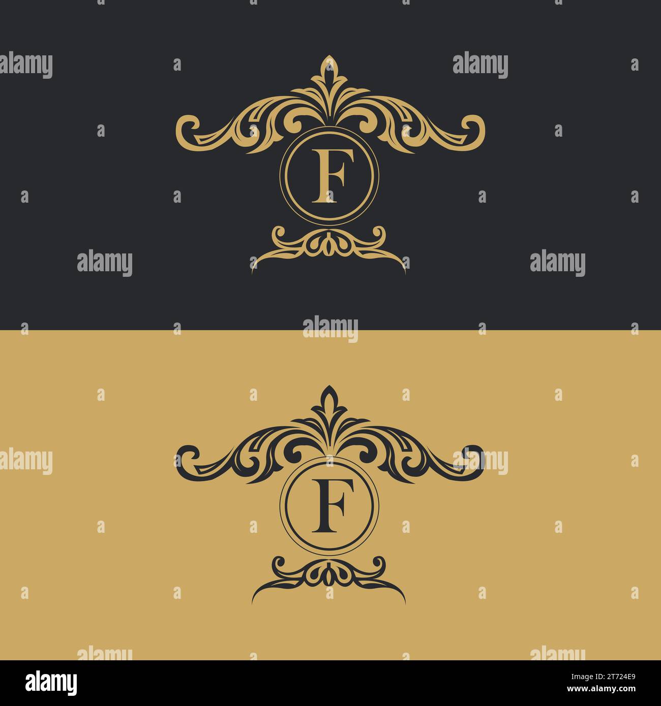 luxury ornamental letter F logo design for premium branding Stock ...