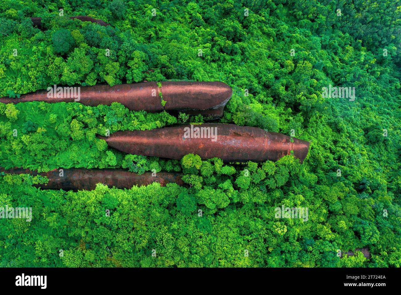 3 Whale Rock. Aerial view of Three whale stones in Phu Sing National ...