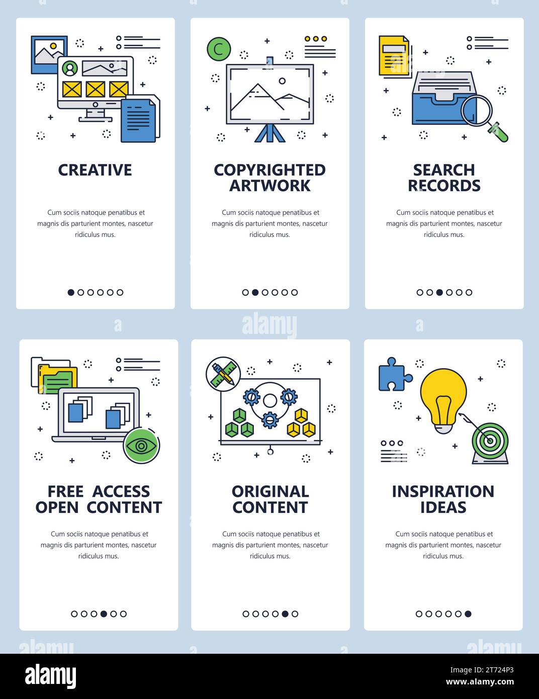 Vector Web Site Linear Art Onboarding Screens Template Creative