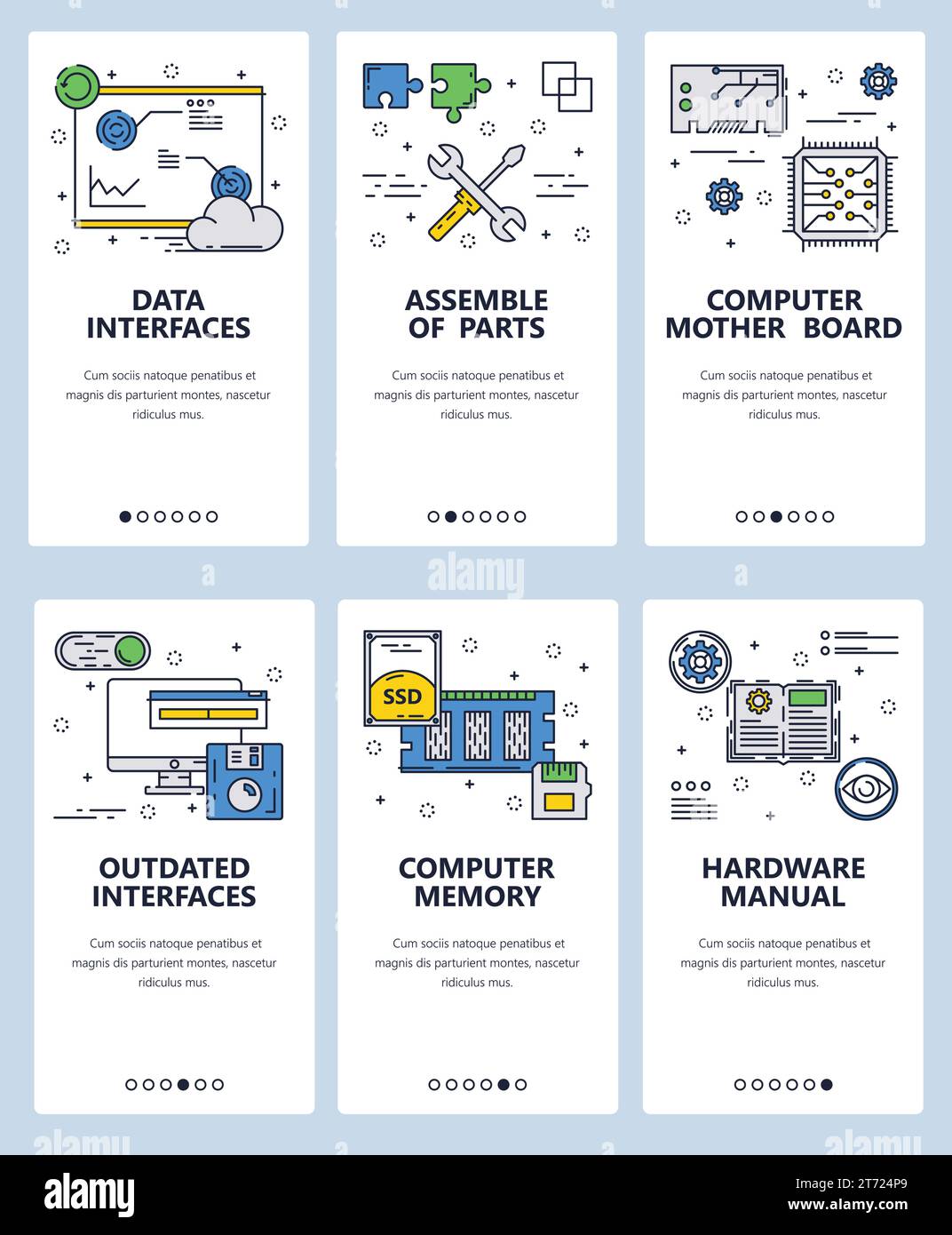 Vector Web Site Linear Art Onboarding Screens Template Electronic And Computer Hardware