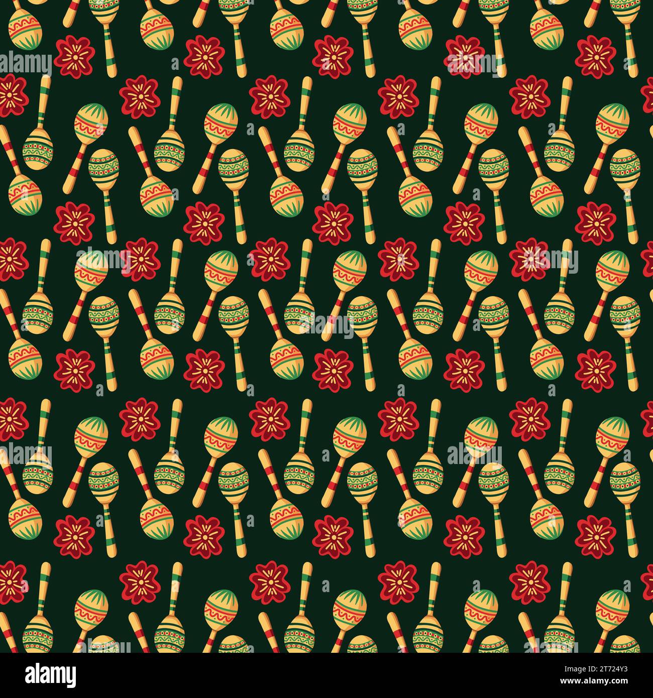 Mexican Maracas Cinco de Mayo Holiday Vector Seamless Pattern with ...
