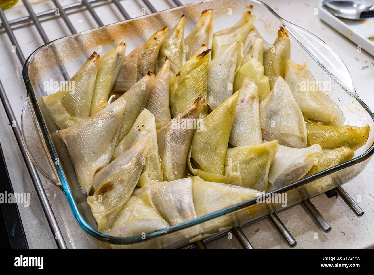 A delicious gourmet meal from traditional Turkish cuisine; Stuffed leek ...