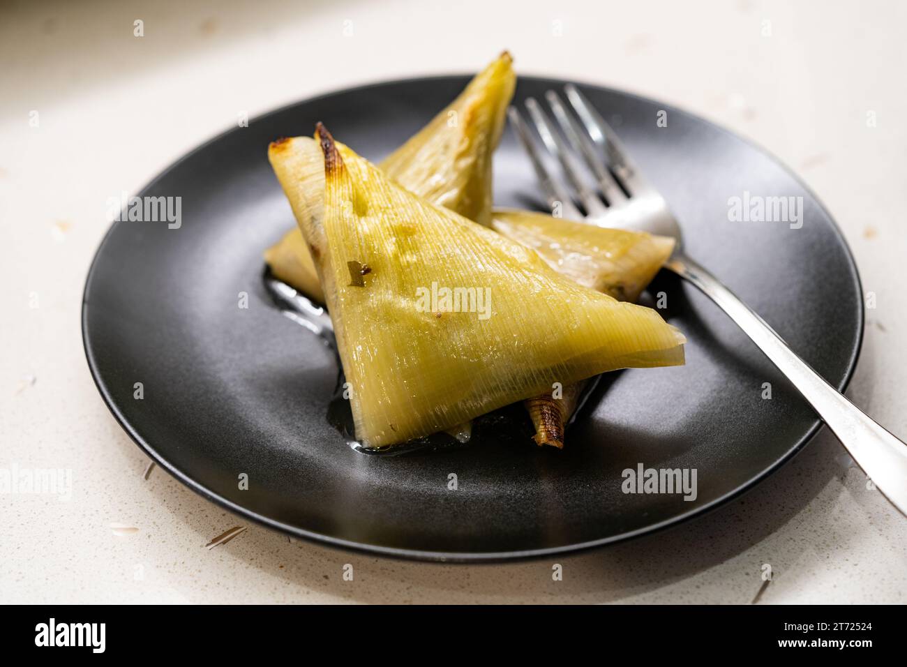 A delicious gourmet meal from traditional Turkish cuisine; Stuffed leek ...