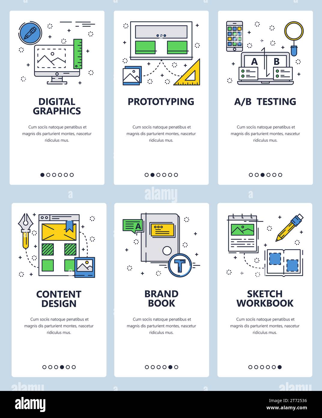 Vector Web Site Linear Art Onboarding Screens Template Digital Graphic Design And Branding