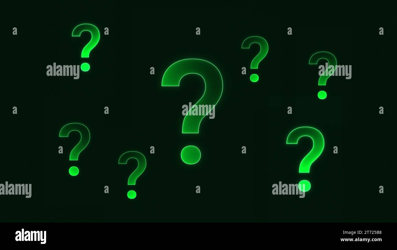 Green Questions Marks on black background. Q and A, Ecology problems ...