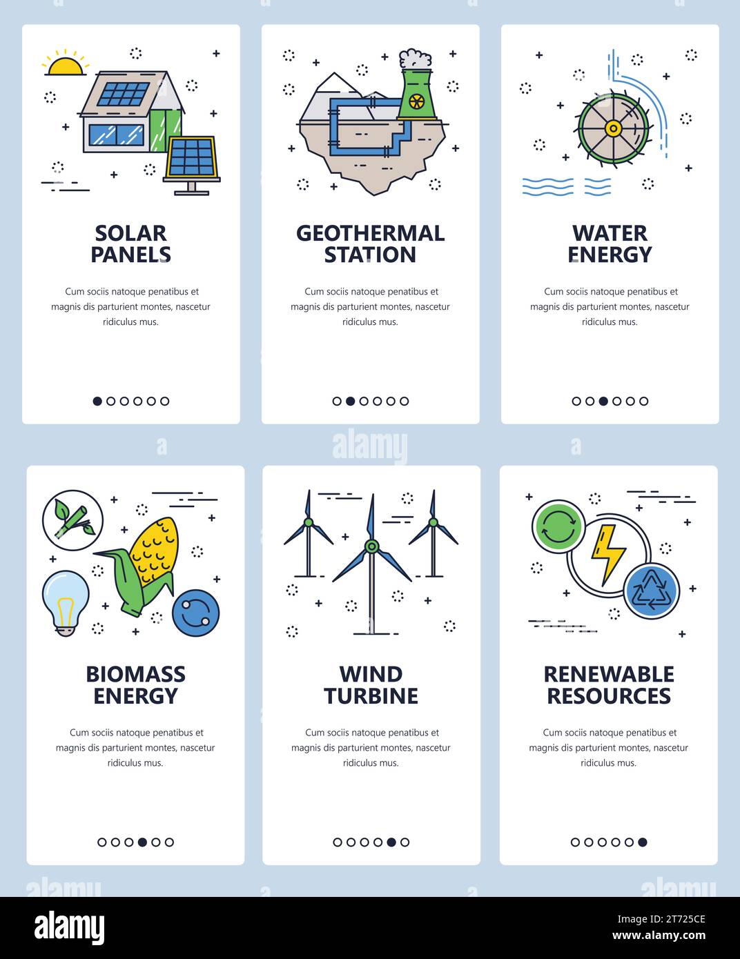 Vector Web Site Linear Art Onboarding Screens Template Renewable Energy Sources And Power