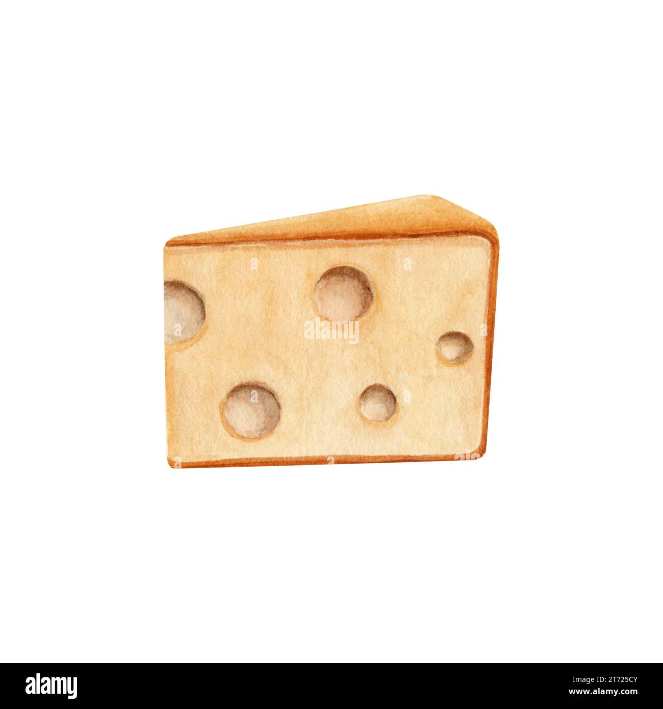 Piece of cheese. Clip art for dairy milk produce. Hand drawn watercolor ...