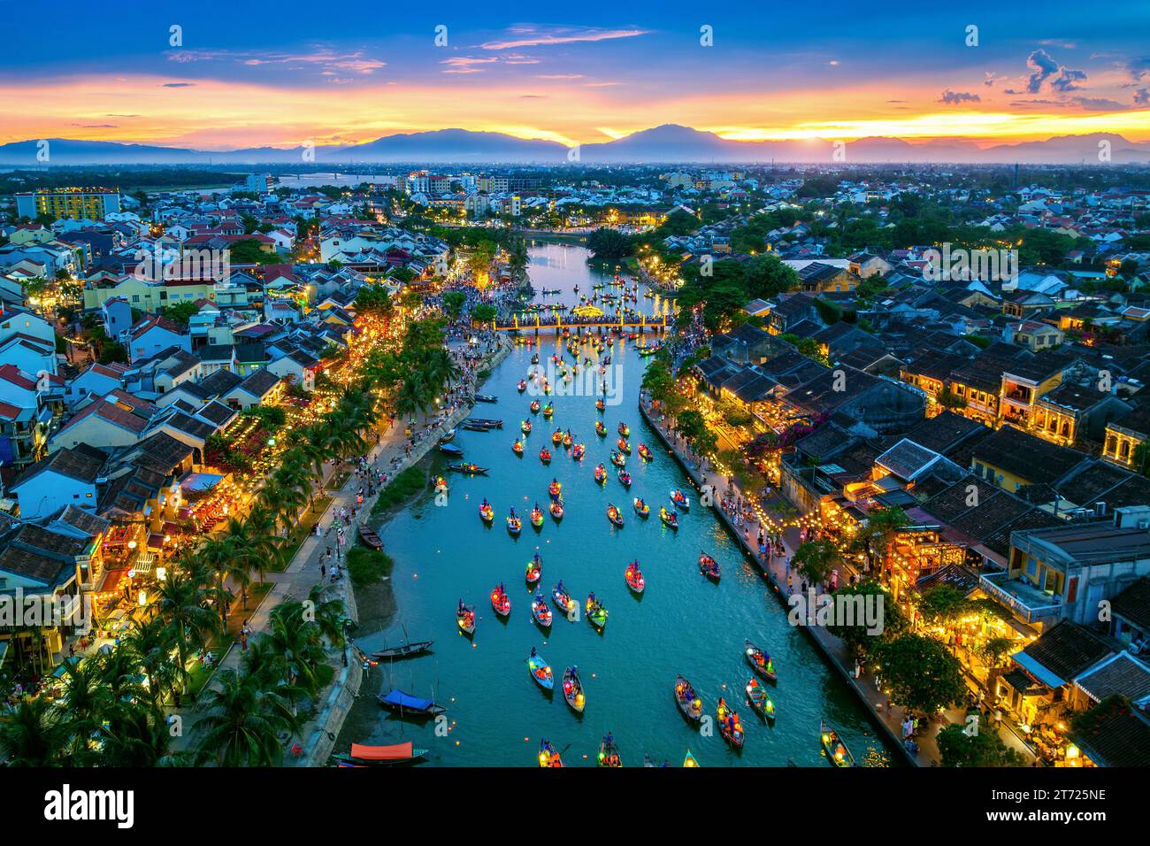 Aerial view of Hoi An ancient town at twilight, Vietnam Stock Photo - Alamy