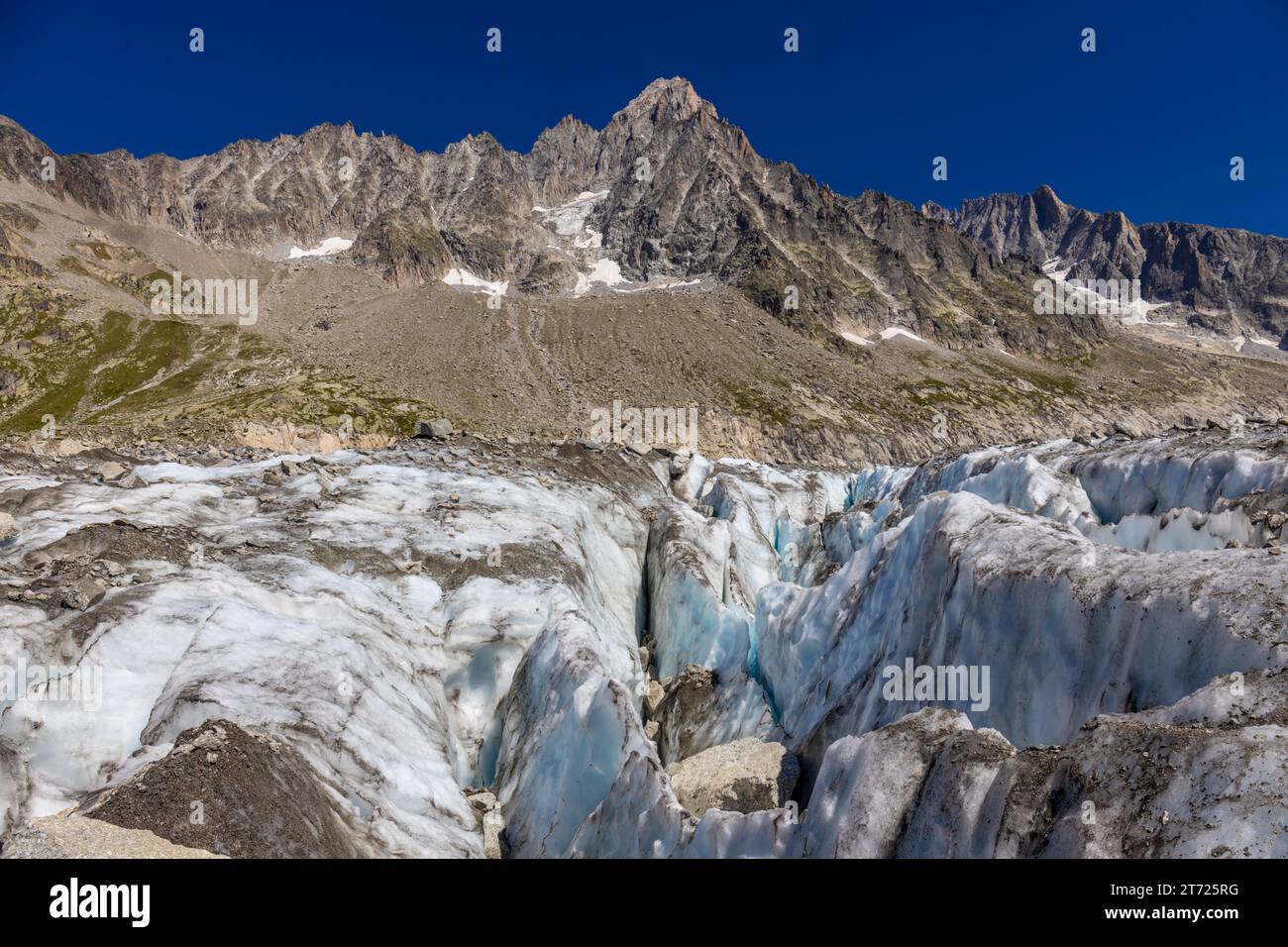 Argentiere glacier in Chamonix valley, french Apls high altitude alpine ...