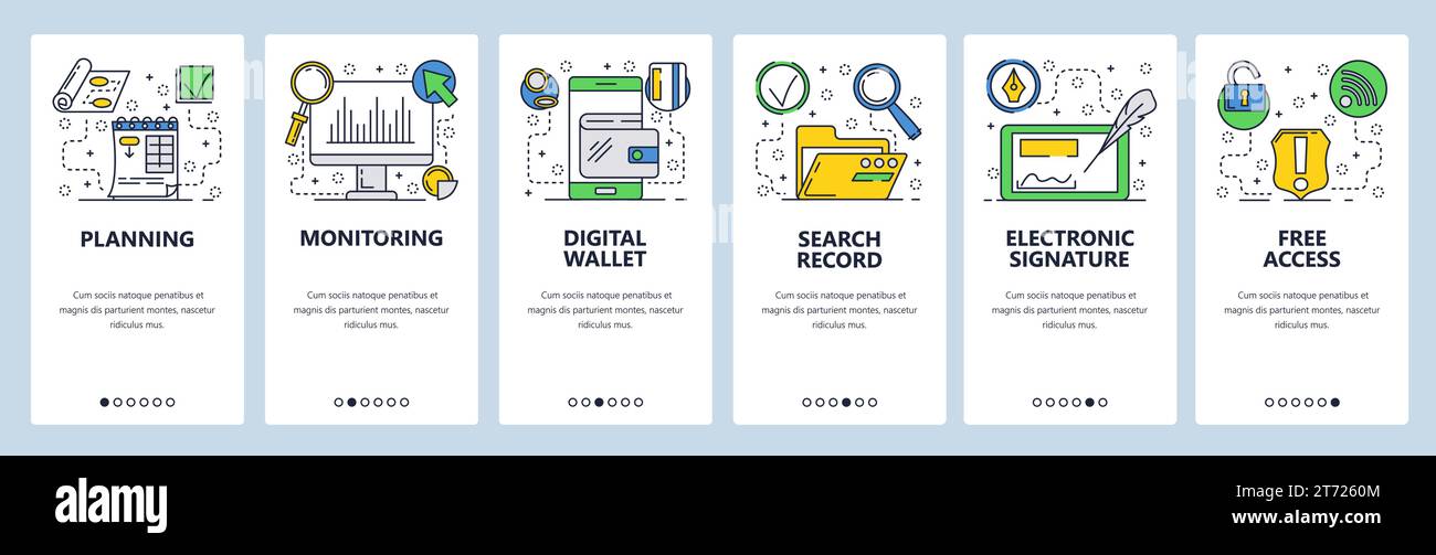 Web site onboarding screens. Online services, electronic signature ...