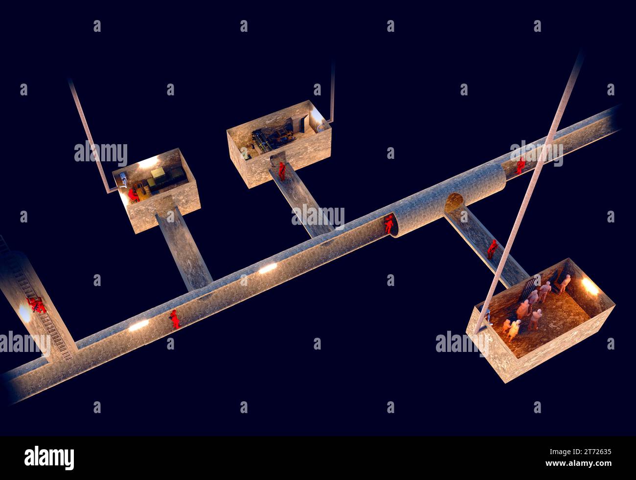 Underground tunnels to escape and hide, also used for the transport of ...