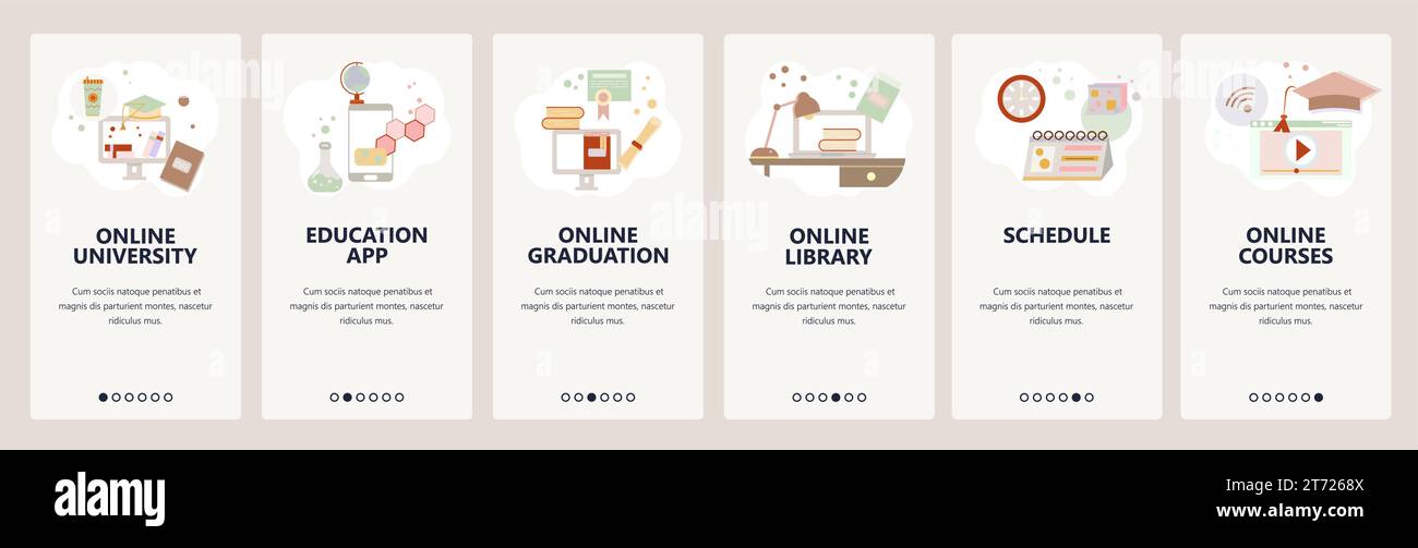 Web site onboarding screens. Online education, e-learning and digital ...