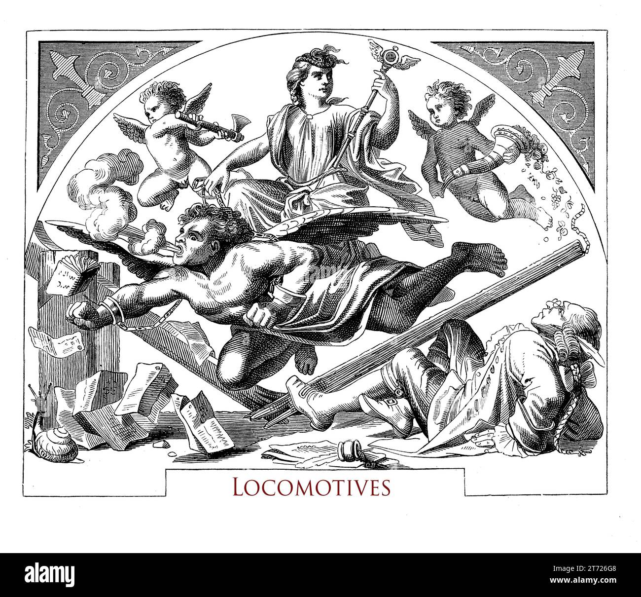 Beautiful typographic vintage front chapter about steam engine ...