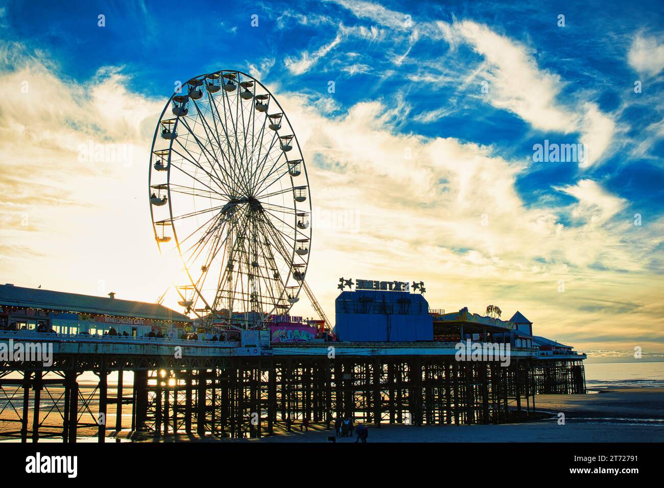 Cityscape photo of the ferry's wheel in Blackpool Stock Photo - Alamy