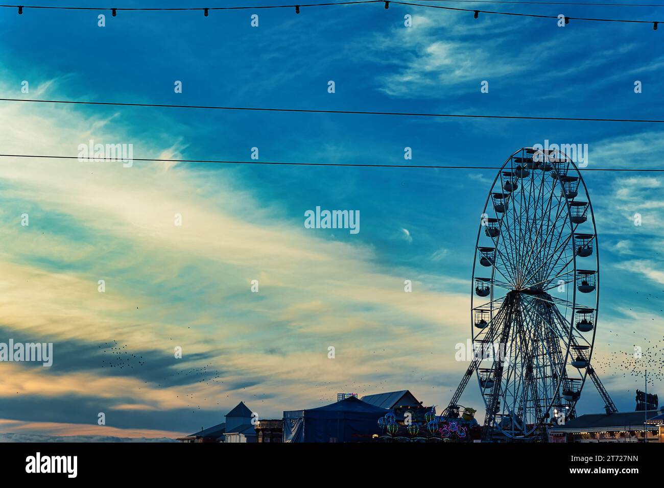 Cityscape photo of the ferry's wheel in Blackpool Stock Photo - Alamy