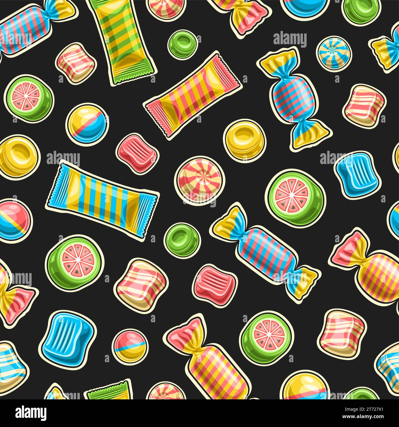 Vector Candy Seamless Pattern, repeating background with cut out ...