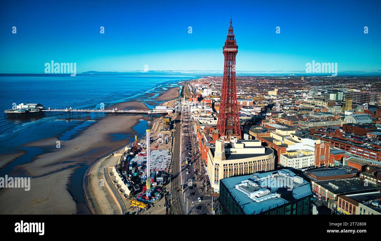 Aerial photo of the town in Blackpool Stock Photo - Alamy