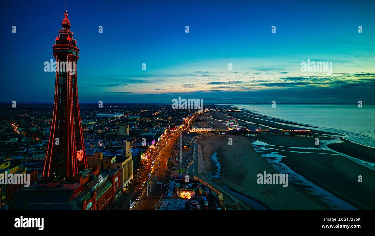 Aerial photo of the town in Blackpool Stock Photo - Alamy