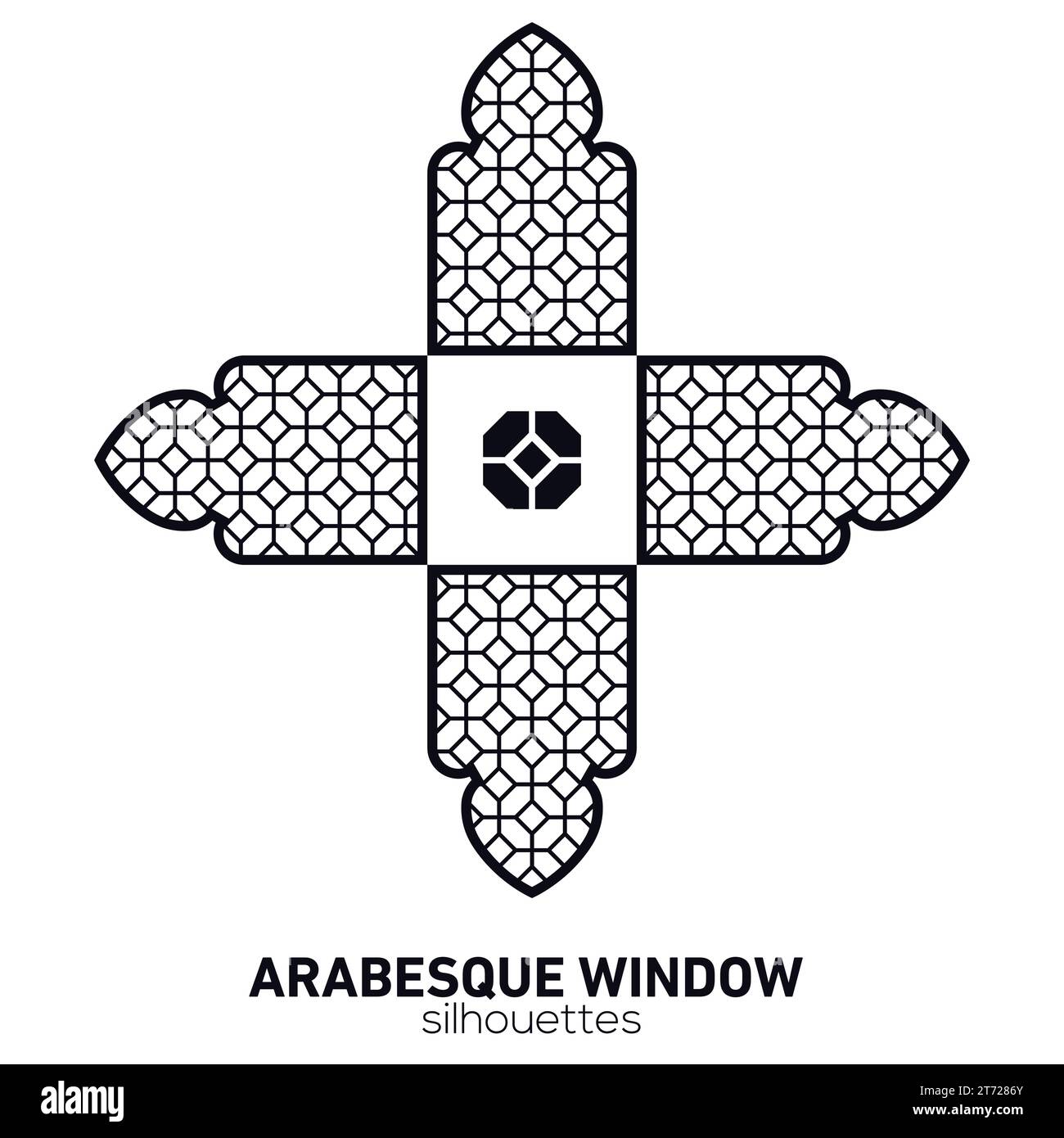 Arabesque window silhouettes. Vector symbol traditional islamic arches ...