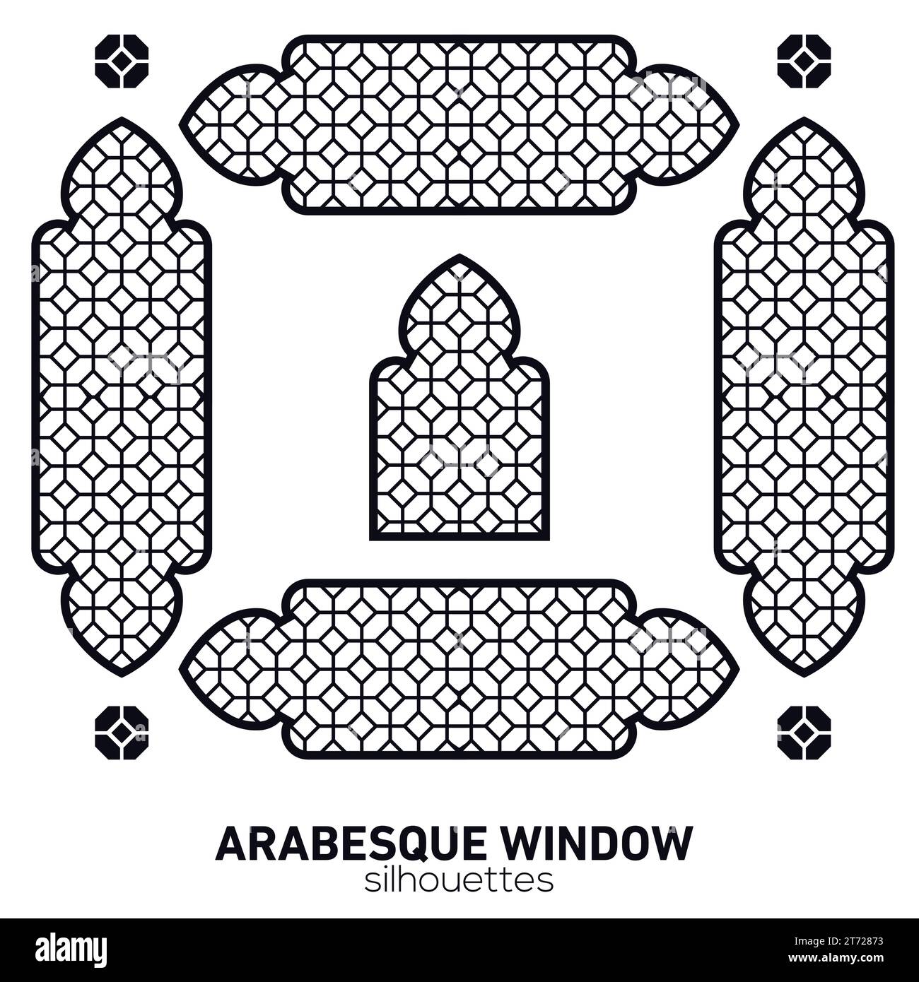 Arabesque window silhouettes. Vector symbol traditional islamic arches ...