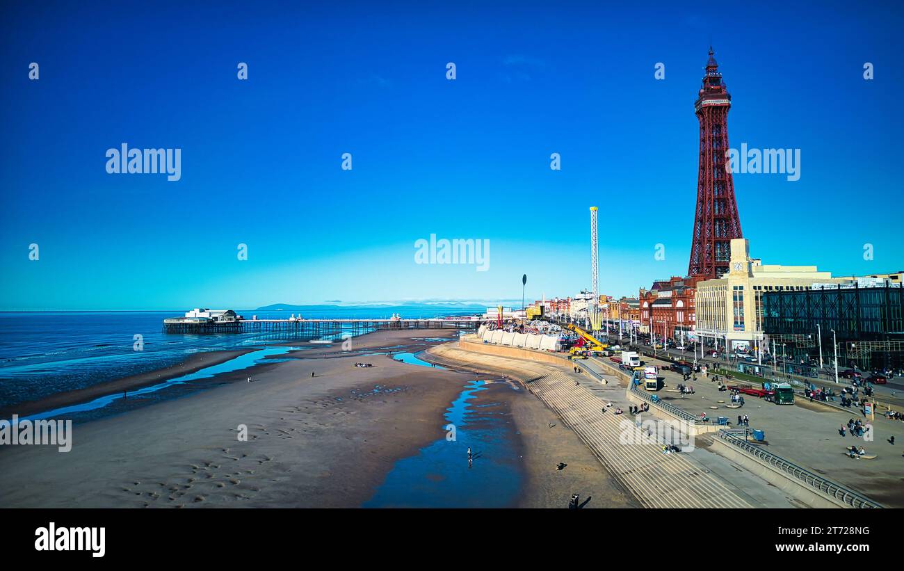 Beautiful view footage taken with a drone in Blackpool Stock Photo - Alamy