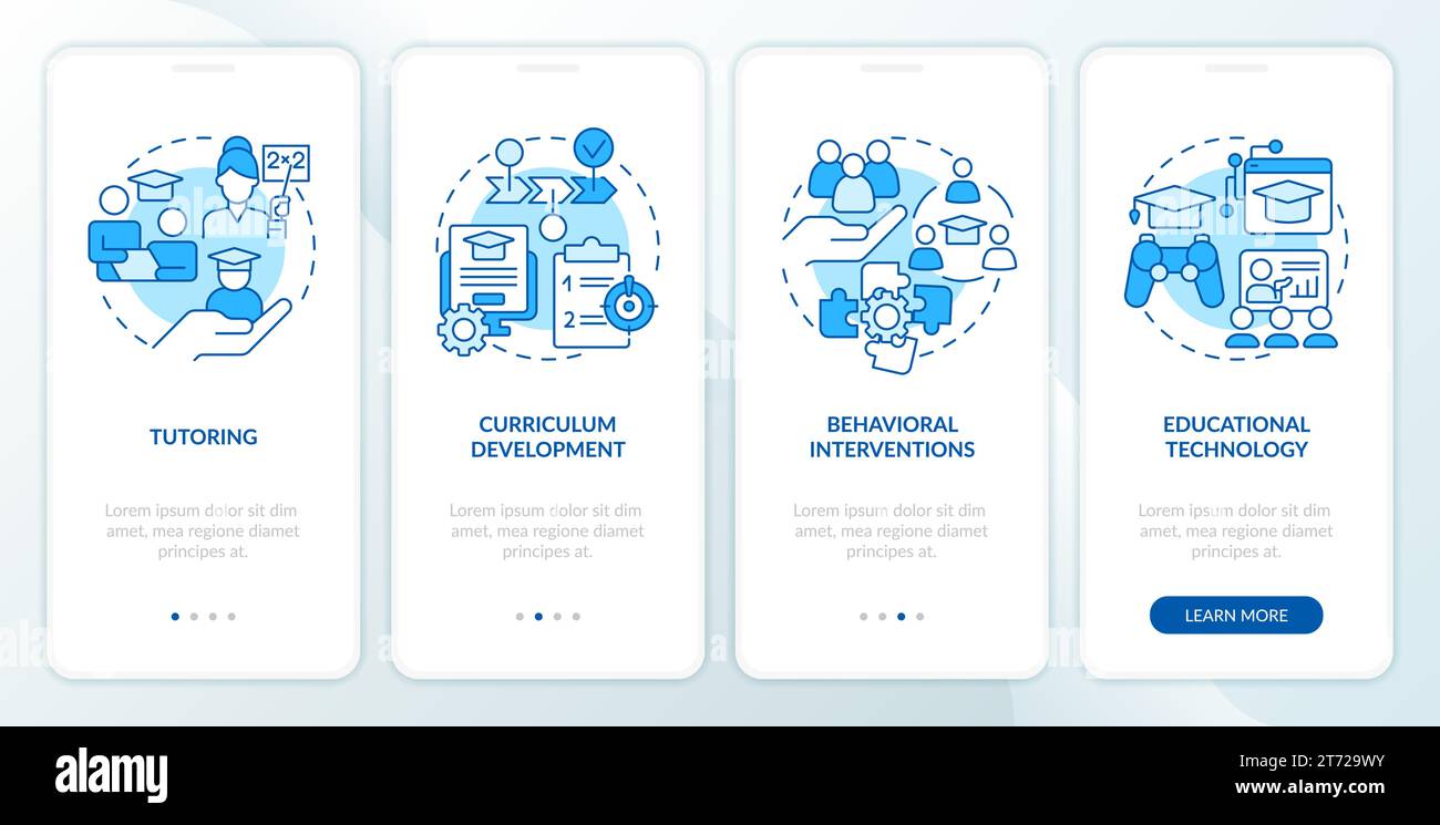 Walkthrough learning theories blue icons concept Stock Vector Image ...