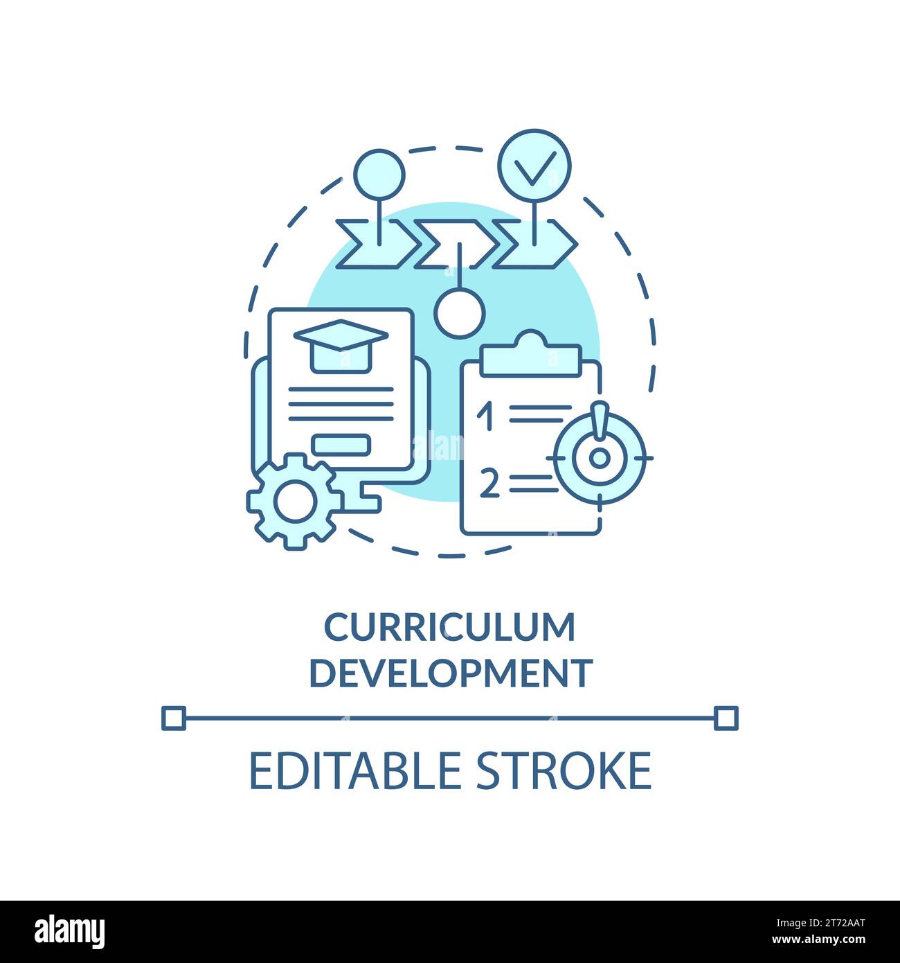 Thin line blue icon curriculum development concept Stock Vector Image ...