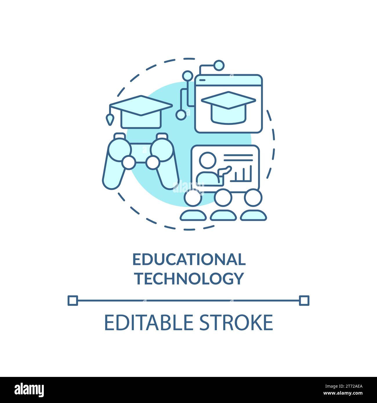 Thin line blue icon educational technology concept Stock Vector Image ...