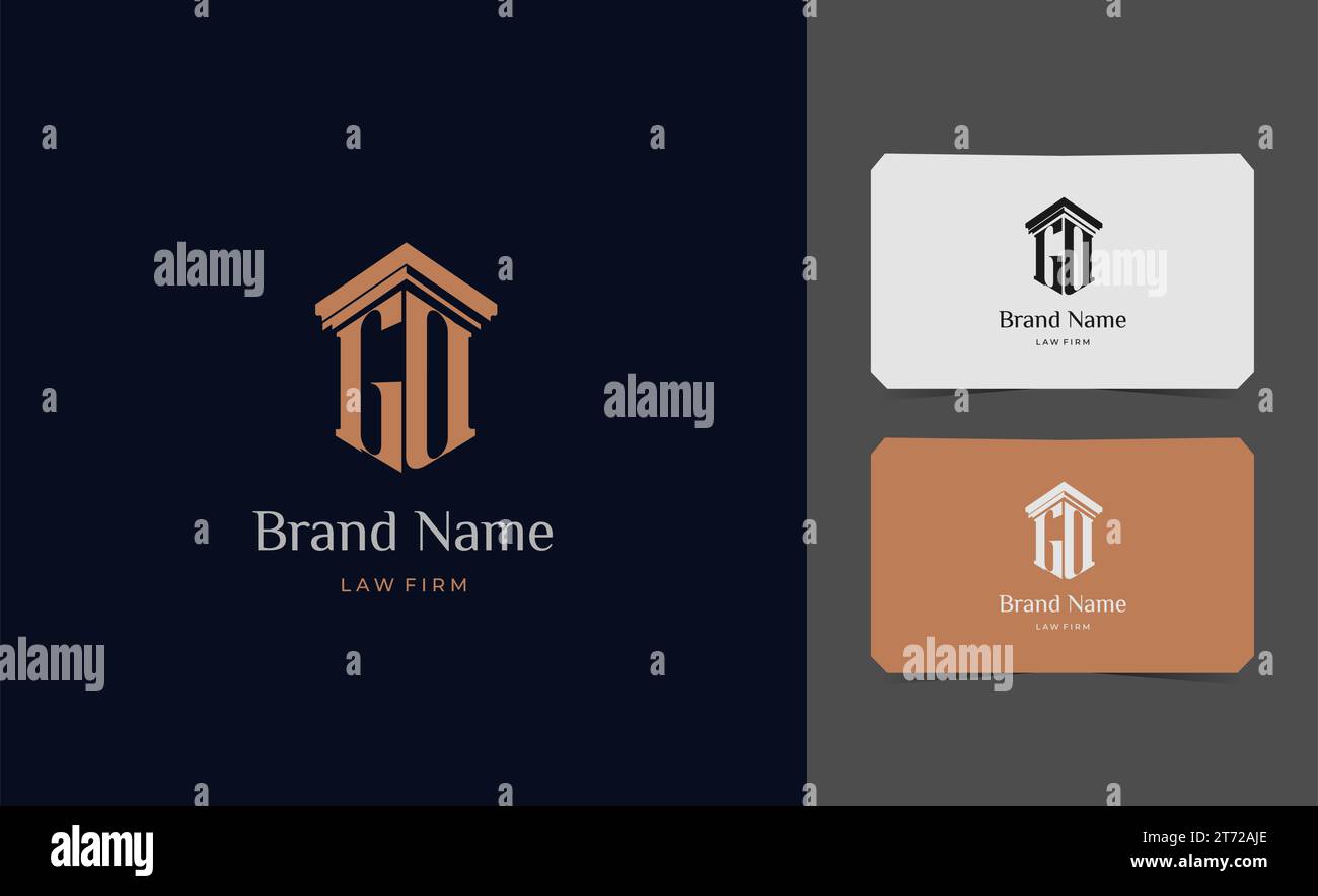 pillar logo letter GD with business card vector illustration template ...