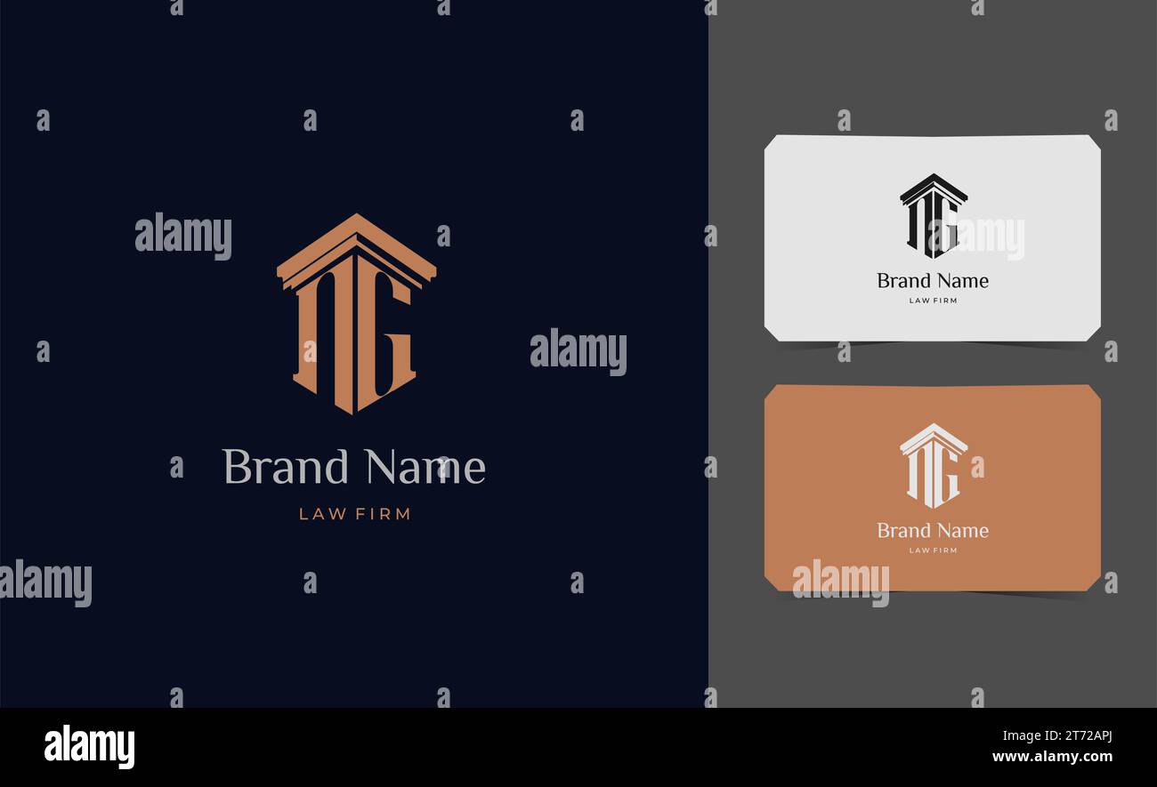 pillar logo letter NG with business card vector illustration template ...