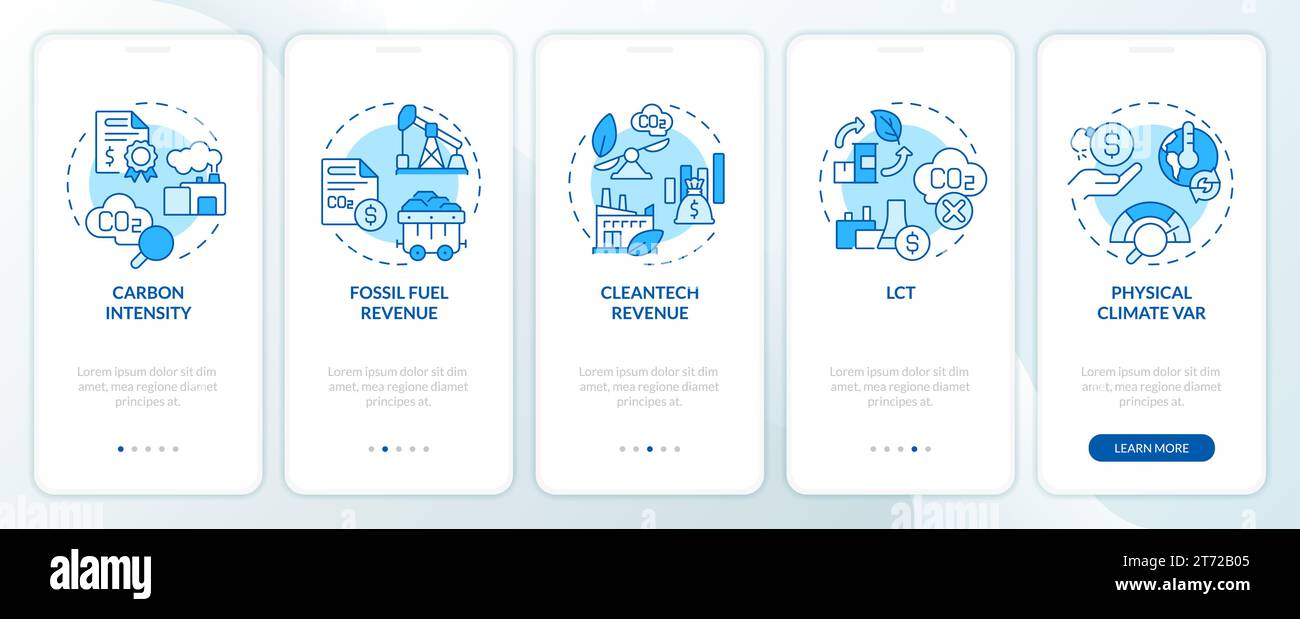 Walkthrough climate metrics with blue icons concept Stock Vector Image ...