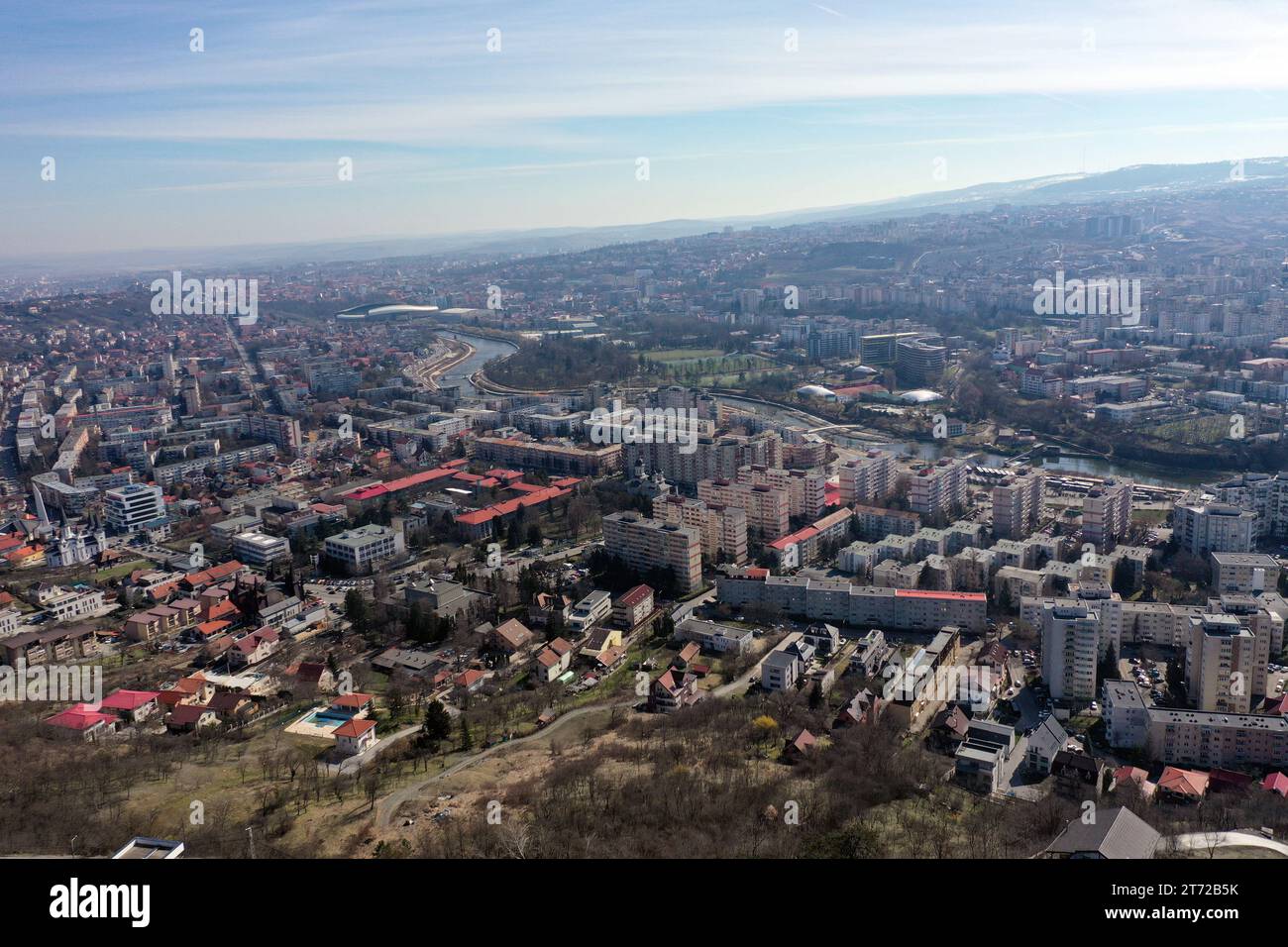 Aerial view of urban buildings, flat of blocks, residential ...
