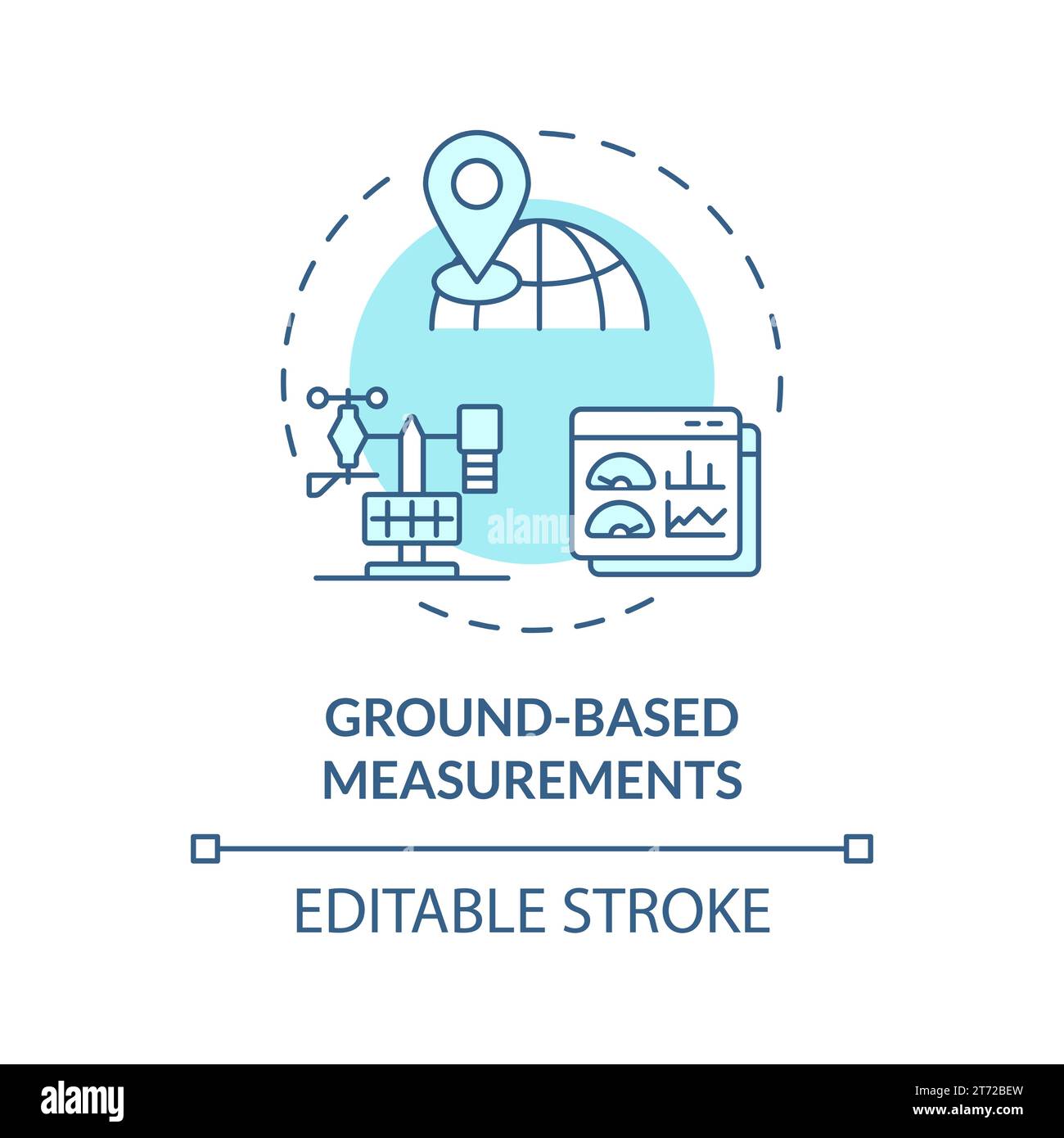 Thin linear blue icon ground based measurements concept Stock Vector ...