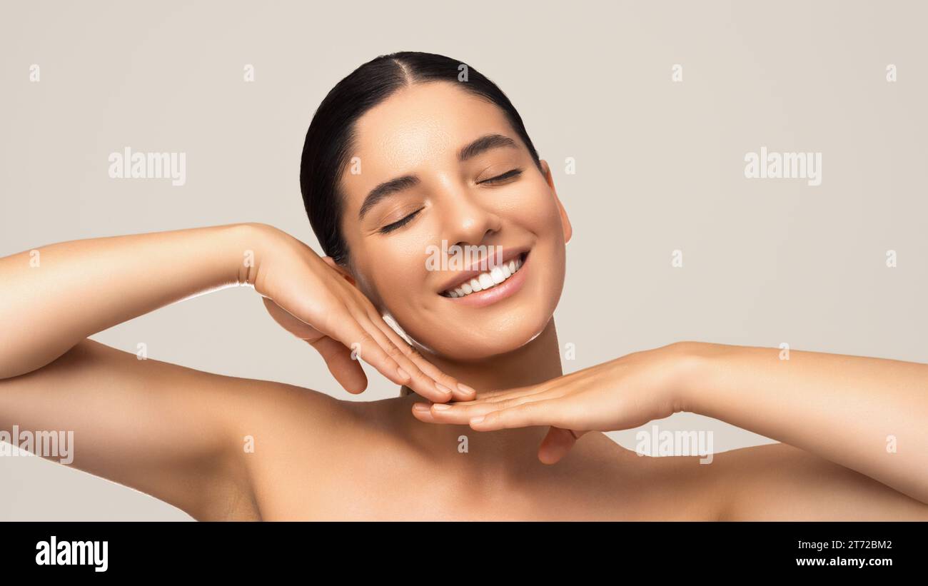 Beauty portrait of a sublime multiracial woman with perfect natural ...