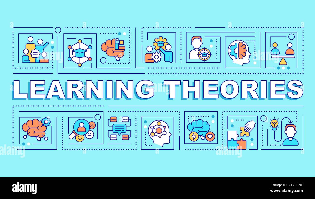 2d Learning Theories Text With Creative Thin Line Icons Stock Vector