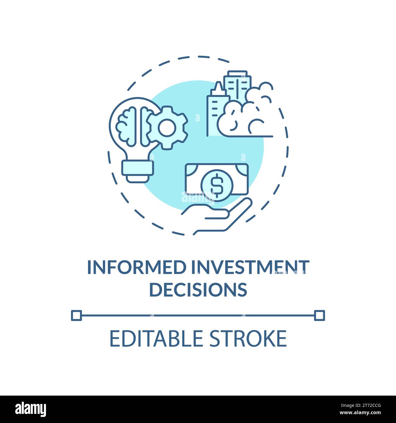 Thin linear blue icon informed investment decisions concept Stock ...